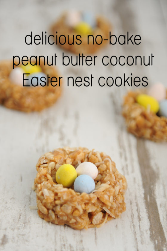 Delicious No-Bake Peanut Butter Coconut Easter Nest Cookies — Pink ...