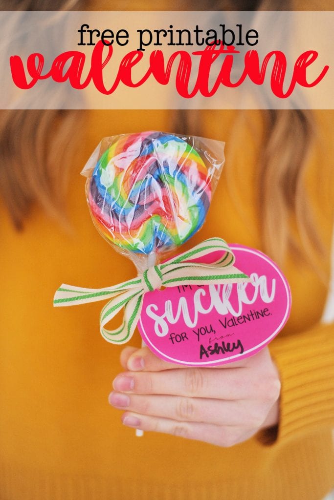 Printable Valentine Cards : I'm a Sucker for You Valentine — Pink ...